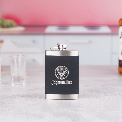 2oz Matt Black Rubber Painted Stainless Steel Hip Flask Soft Coating ...